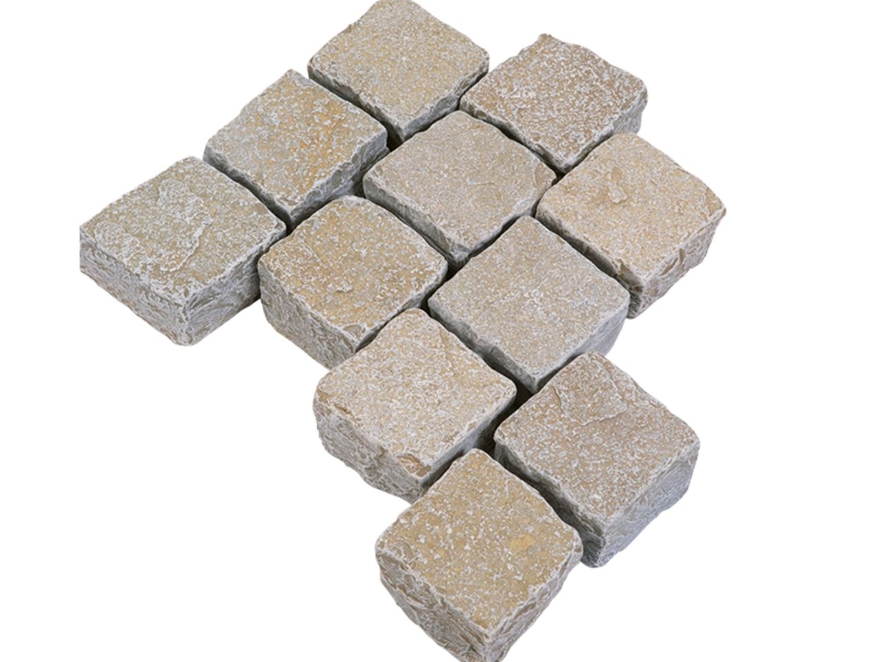 Kalkstein Pflastersteine 10x10x7-9 - Java Sand | stonenaturelle